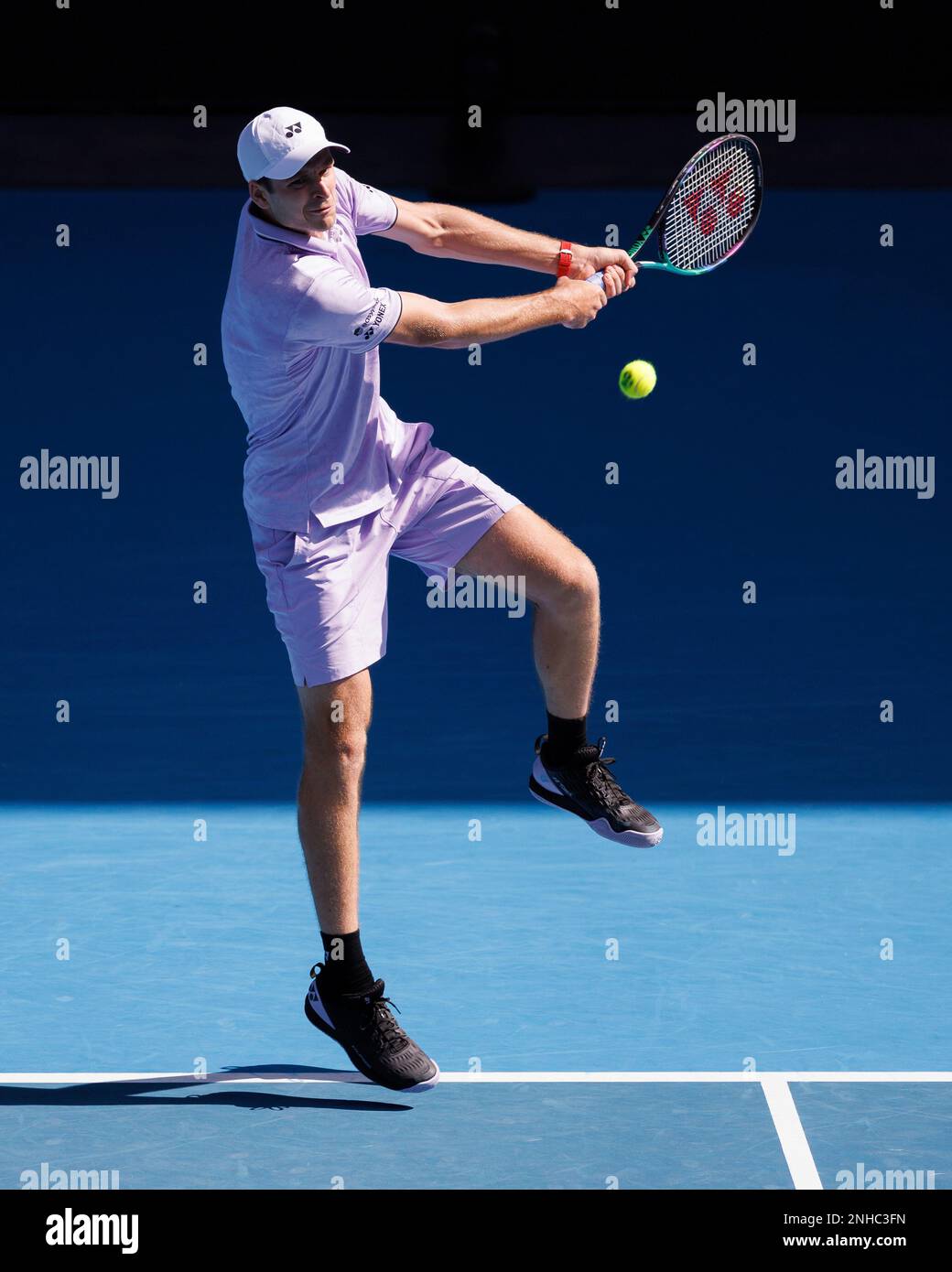 January 22, 2023: 10th seed HUBERT HURKACZ (POL) in action against 29th seed SEBASTIAN KORDA ...