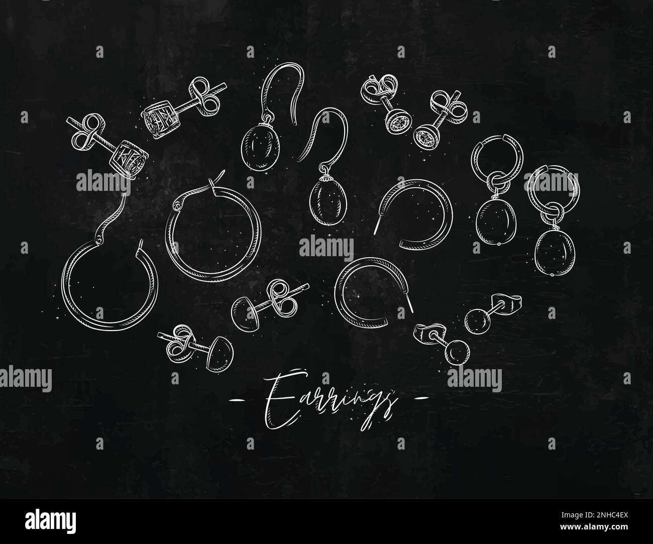 Earrings from precious metals with diamonds and pearls drawing in ...