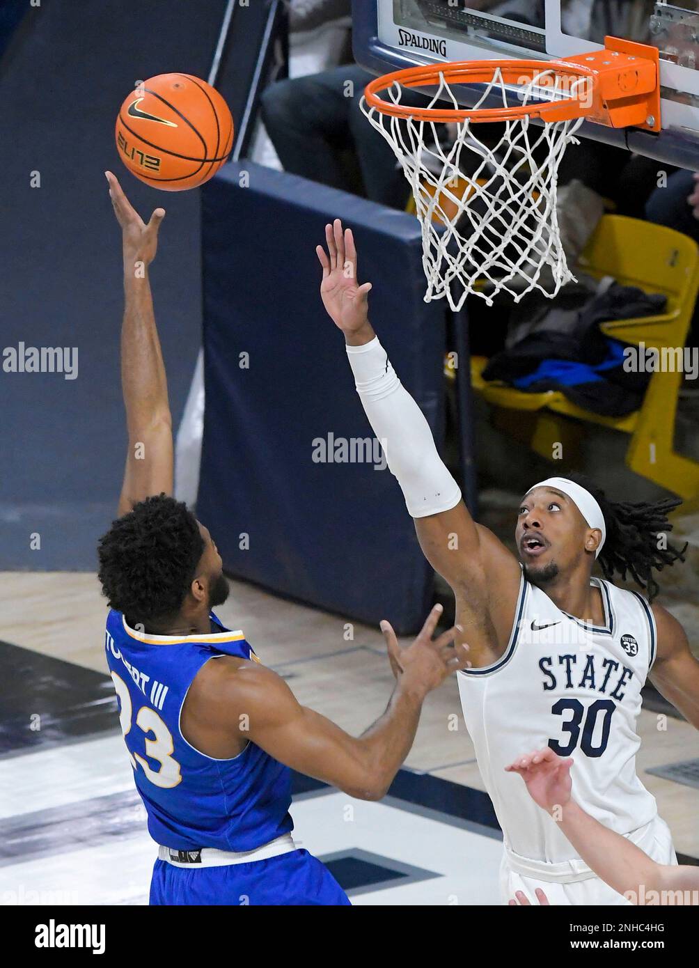 San Jose State forward Sage Tolbert III (23) shoots as Utah State ...