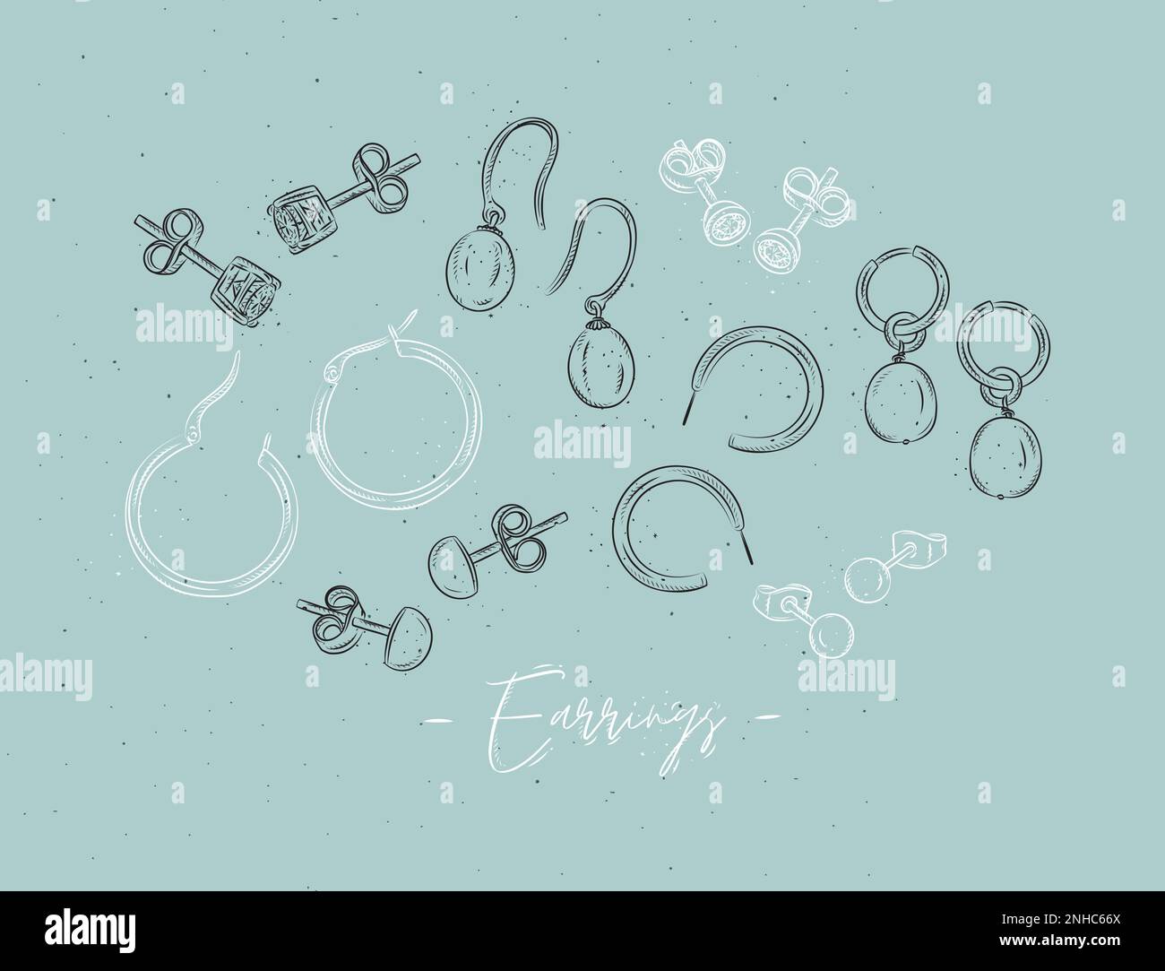 Earrings from precious metals with diamonds and pearls drawing in ...