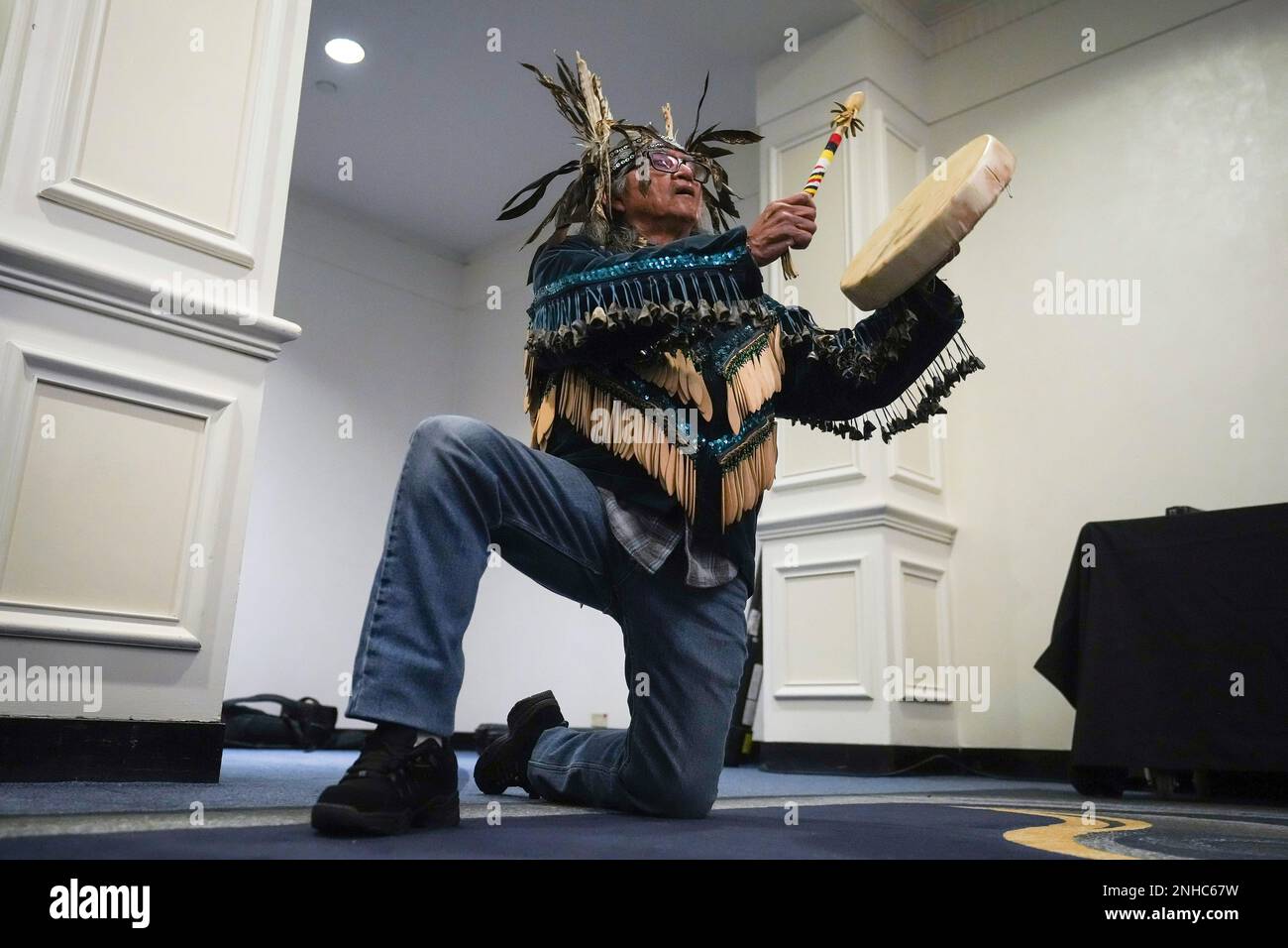 Elder Eugene Harry (XiQuelem), of the Sechelt (shishalh) First Nation ...