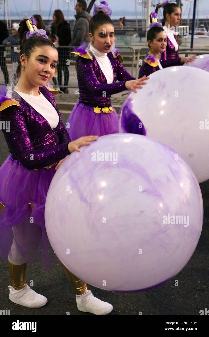 Evening carnival parade in the Spanish north coast city of Santander ...