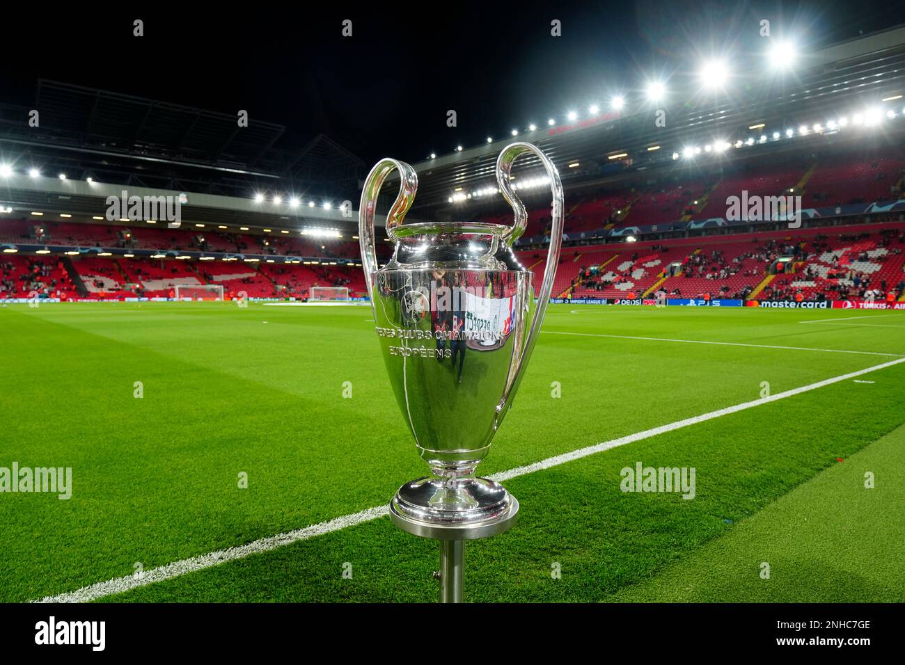 The Champions League trophy is displayed before the Champions League ...