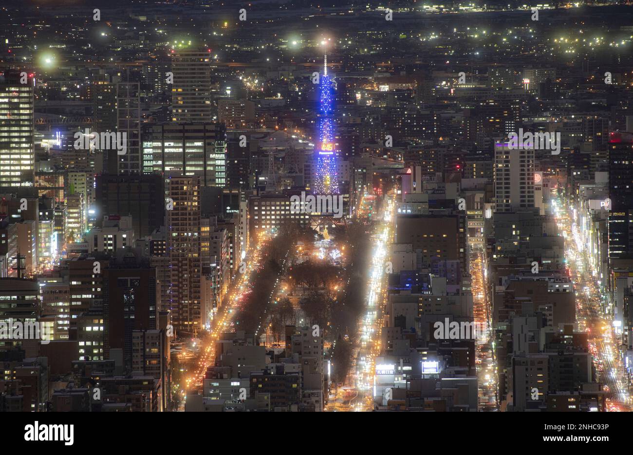 A night view of center of Sapporo City is pictured from the Ōkurayama ...