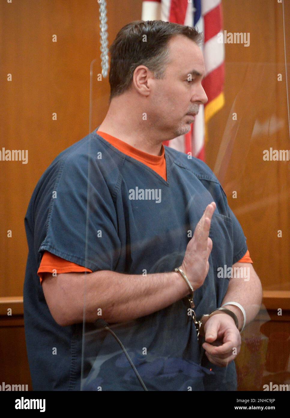 Aaron Dillard is sworn in as a witness during Mark Jensen's trial at ...