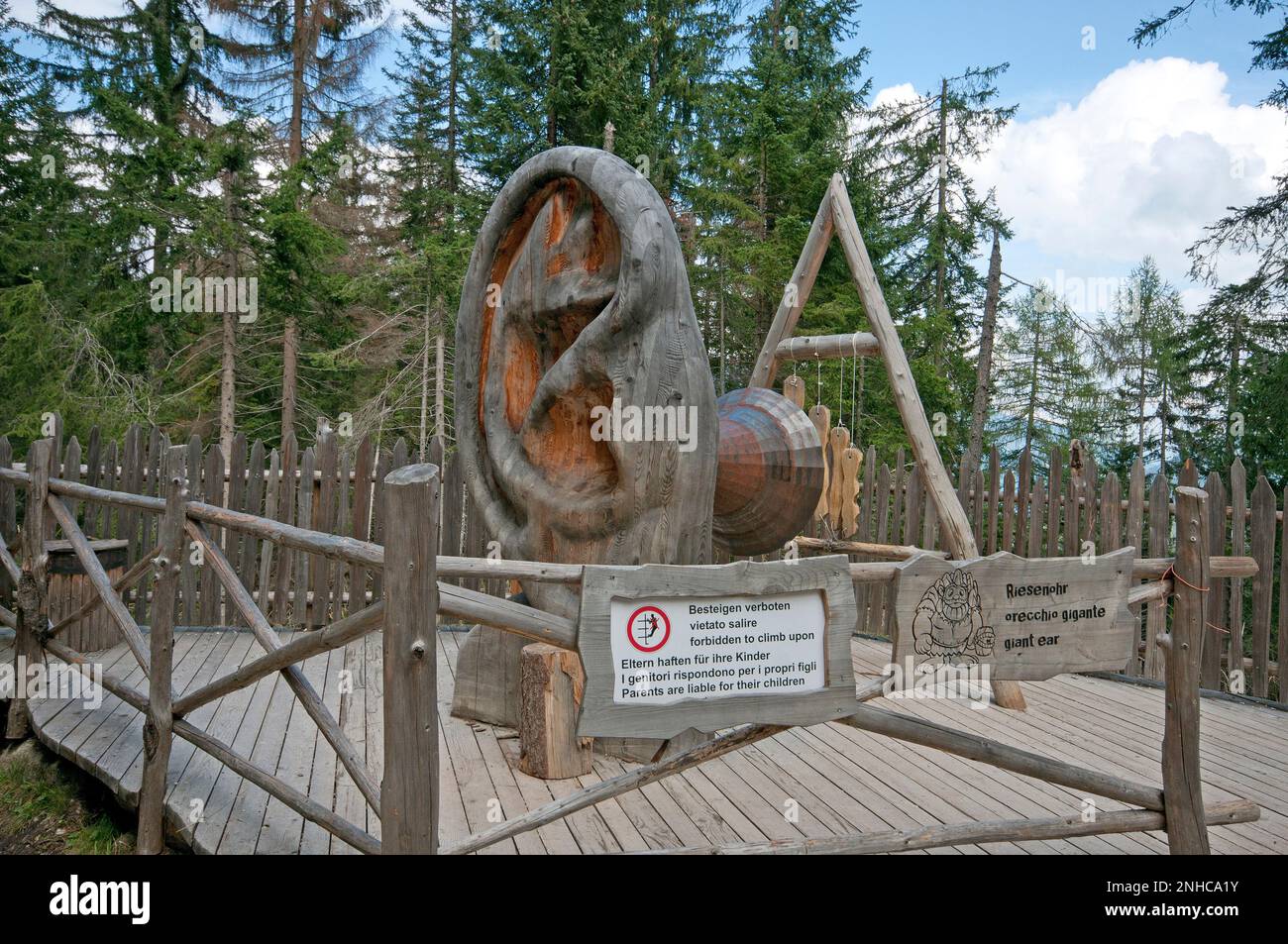 Carved wooden giant ear along the trail of the Baranci Giant's Realm ...