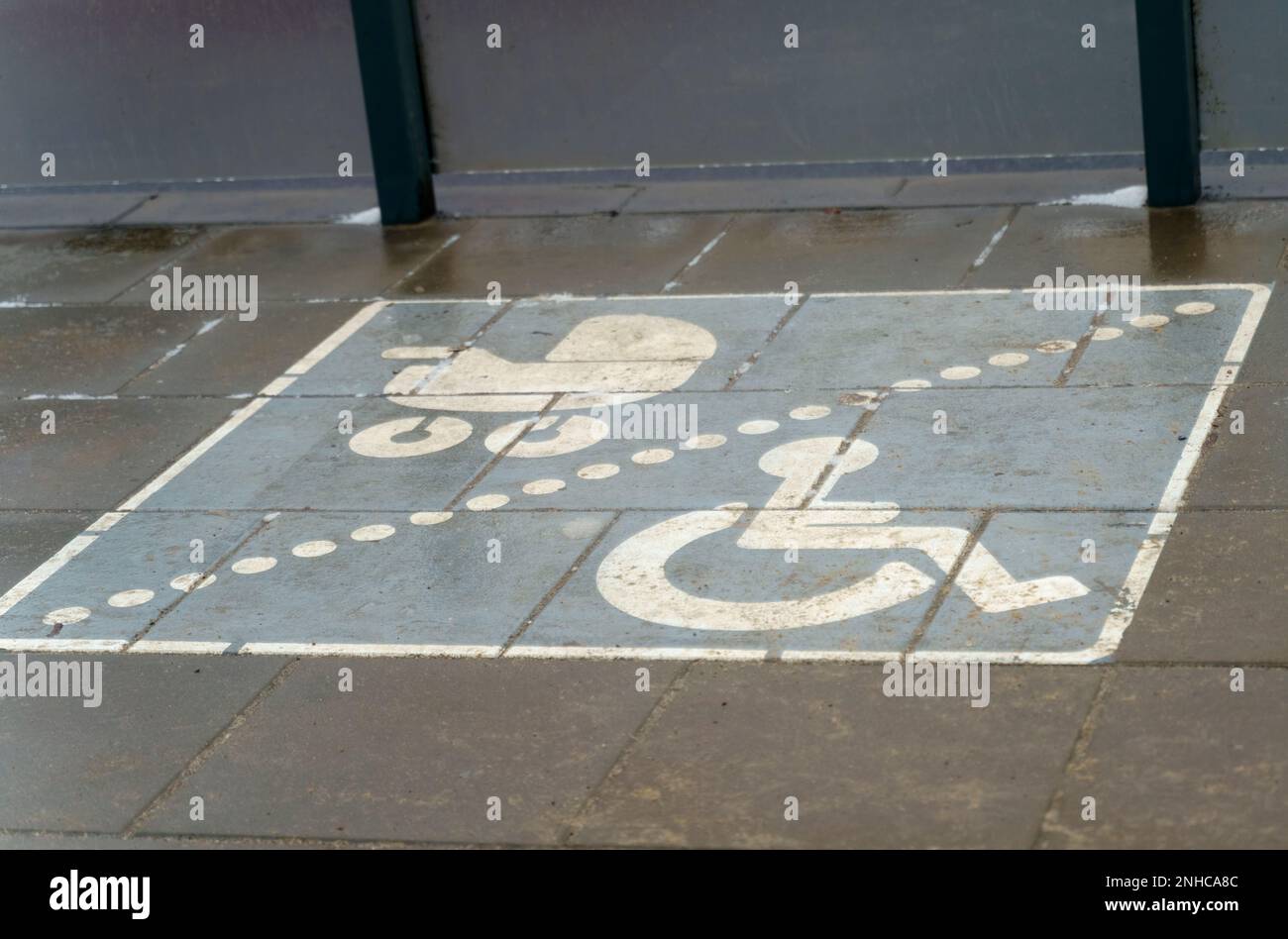 A place allocated for parking for disabled people and strollers with ...