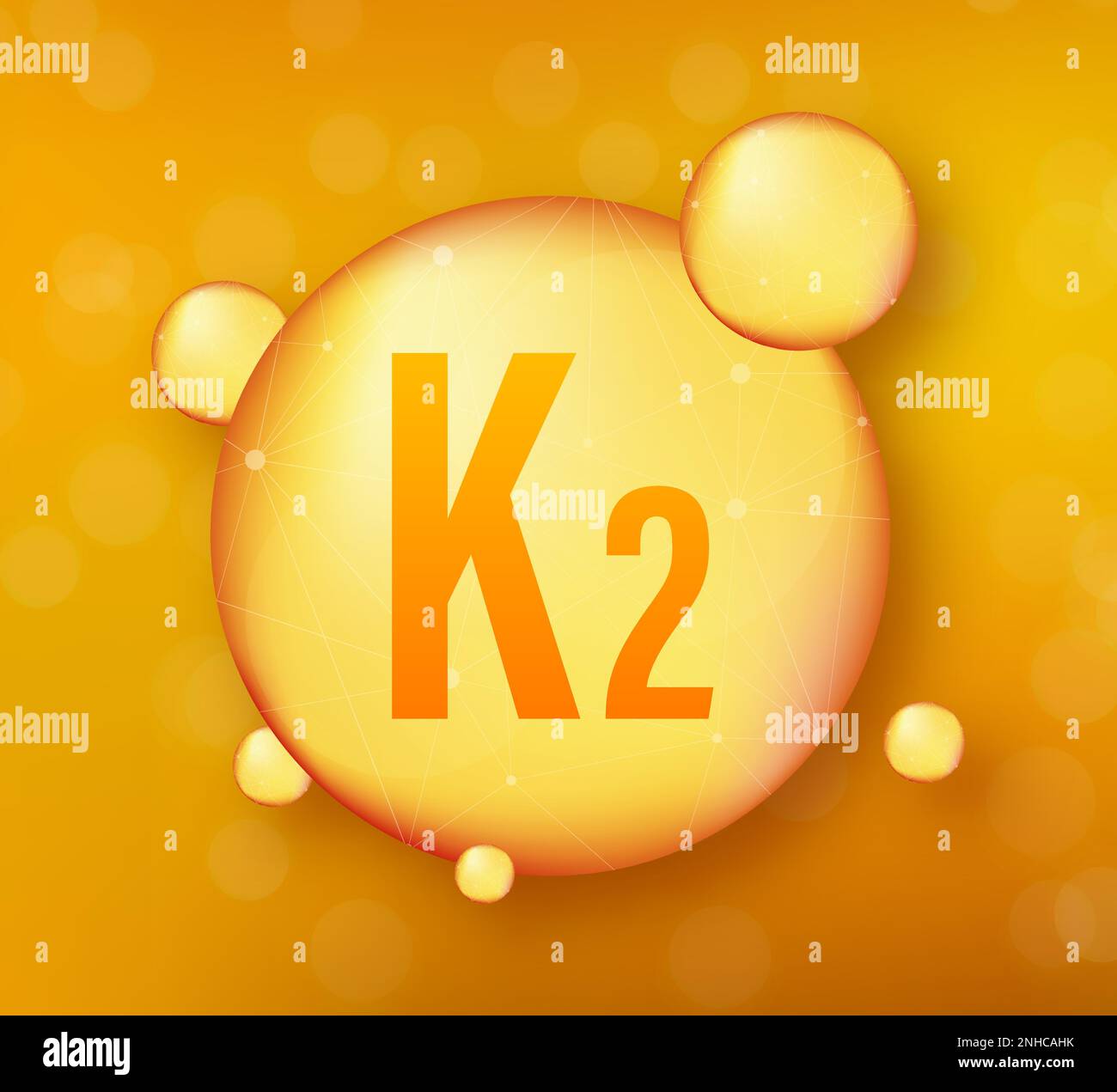 Vitamin K2 gold shining icon. Ascorbic acid. Vector illustration Stock ...