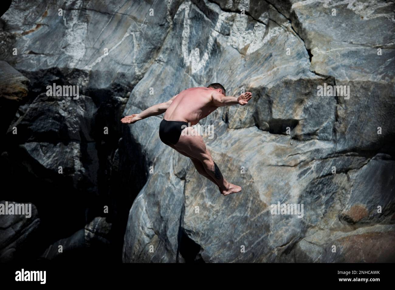 Switzerland, Maggia Valley, Ponte Brolla, Cliff Diving Stock Photo - Alamy