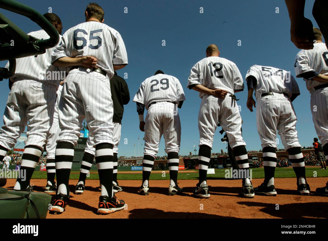 The Giants wore throw-back uniforms of the 1912 New York Giants, as the ...