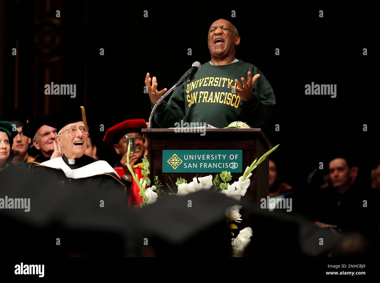 Comedian and educator, Bill Cosby, delivers the commencement speech to ...