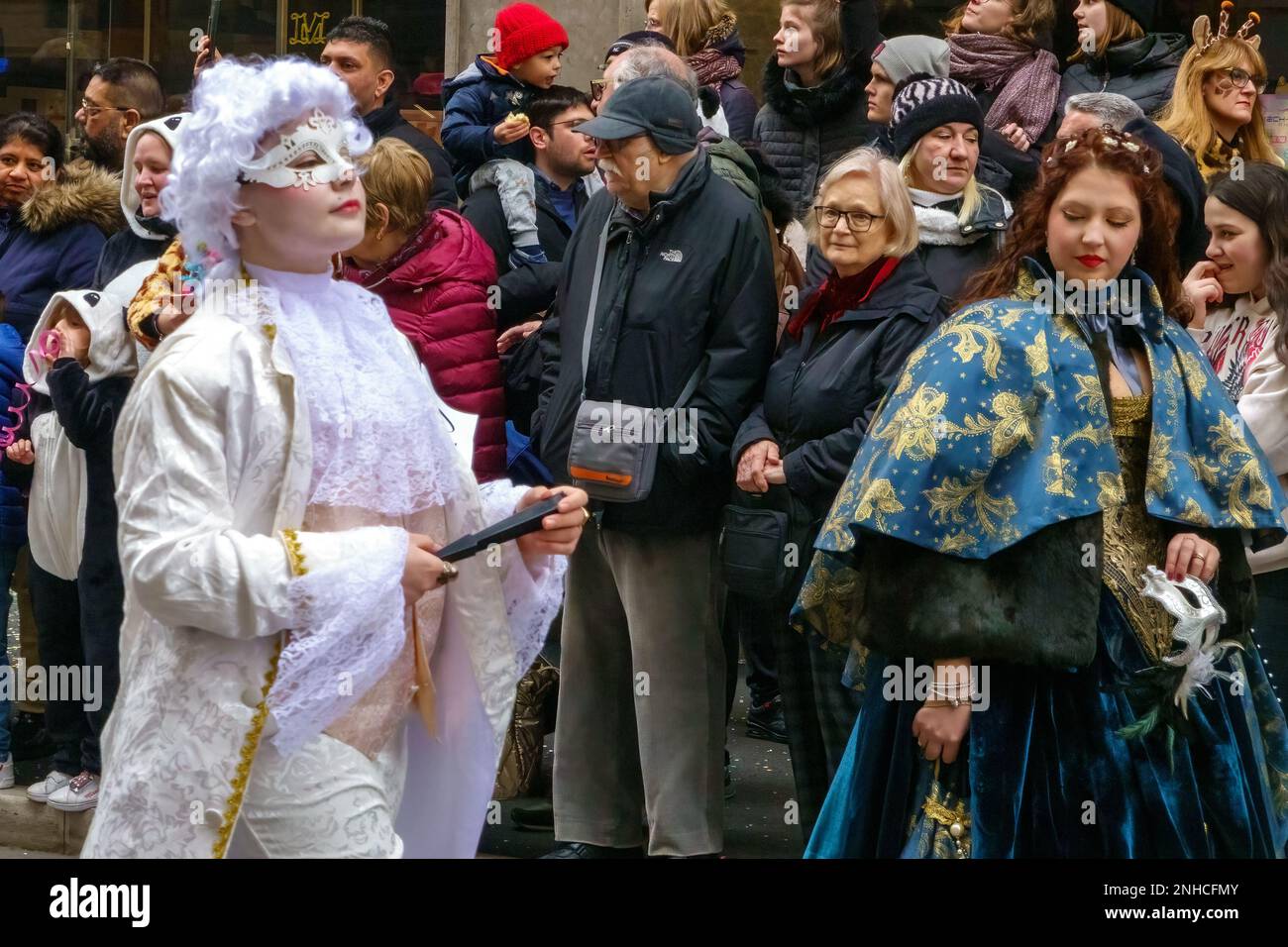 Trieste, Italy. 21st Feb, 2023. Carnival revelers take to the streets ...
