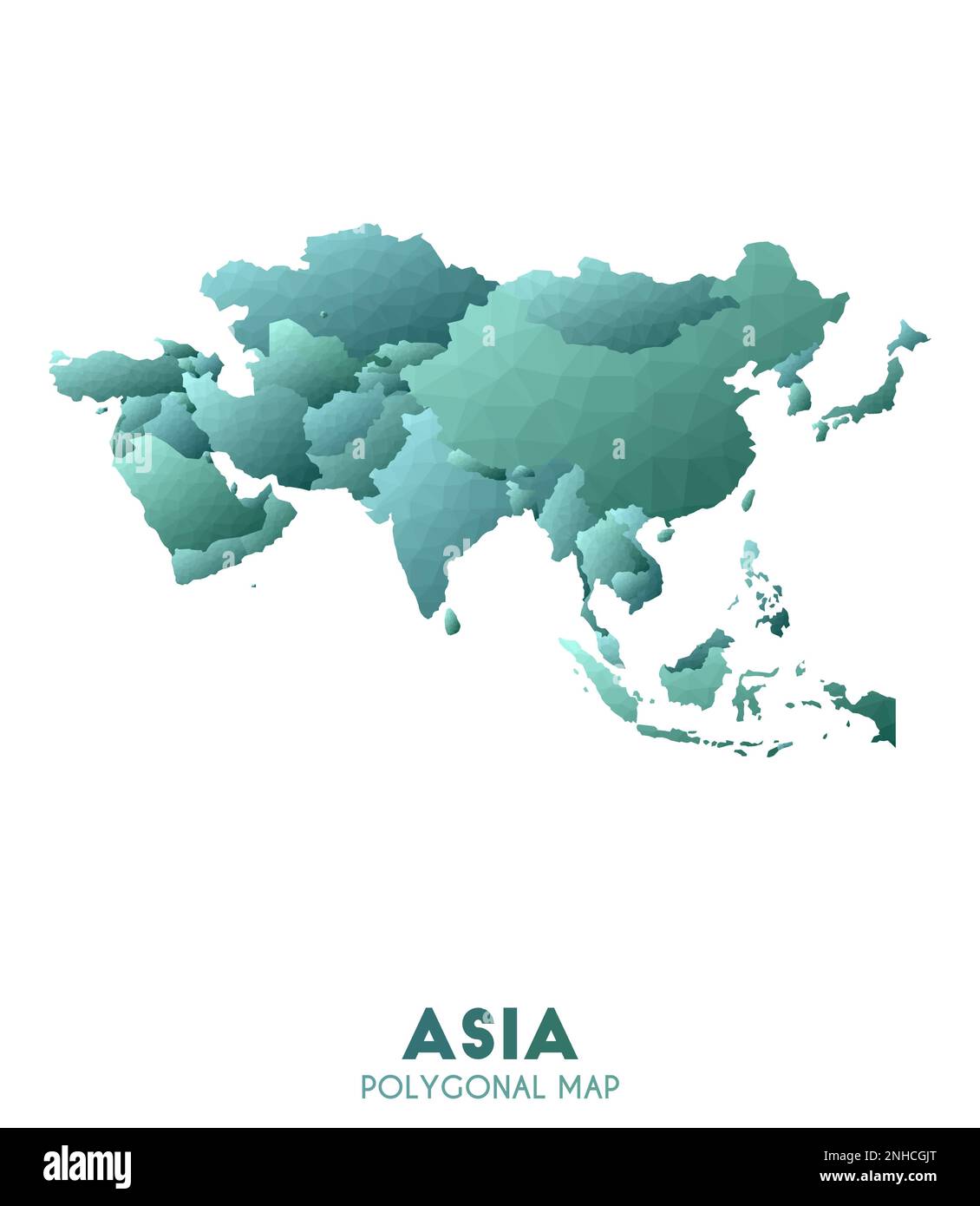 Asia Map. Actual low poly style continent map. Fair vector illustration ...