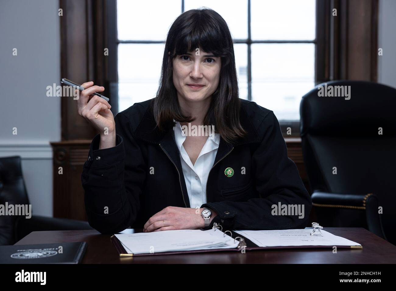 Rep. Marie Gluesenkamp Perez (D-Wash.) poses for a portrait in her office on Capitol Hill Jan ...