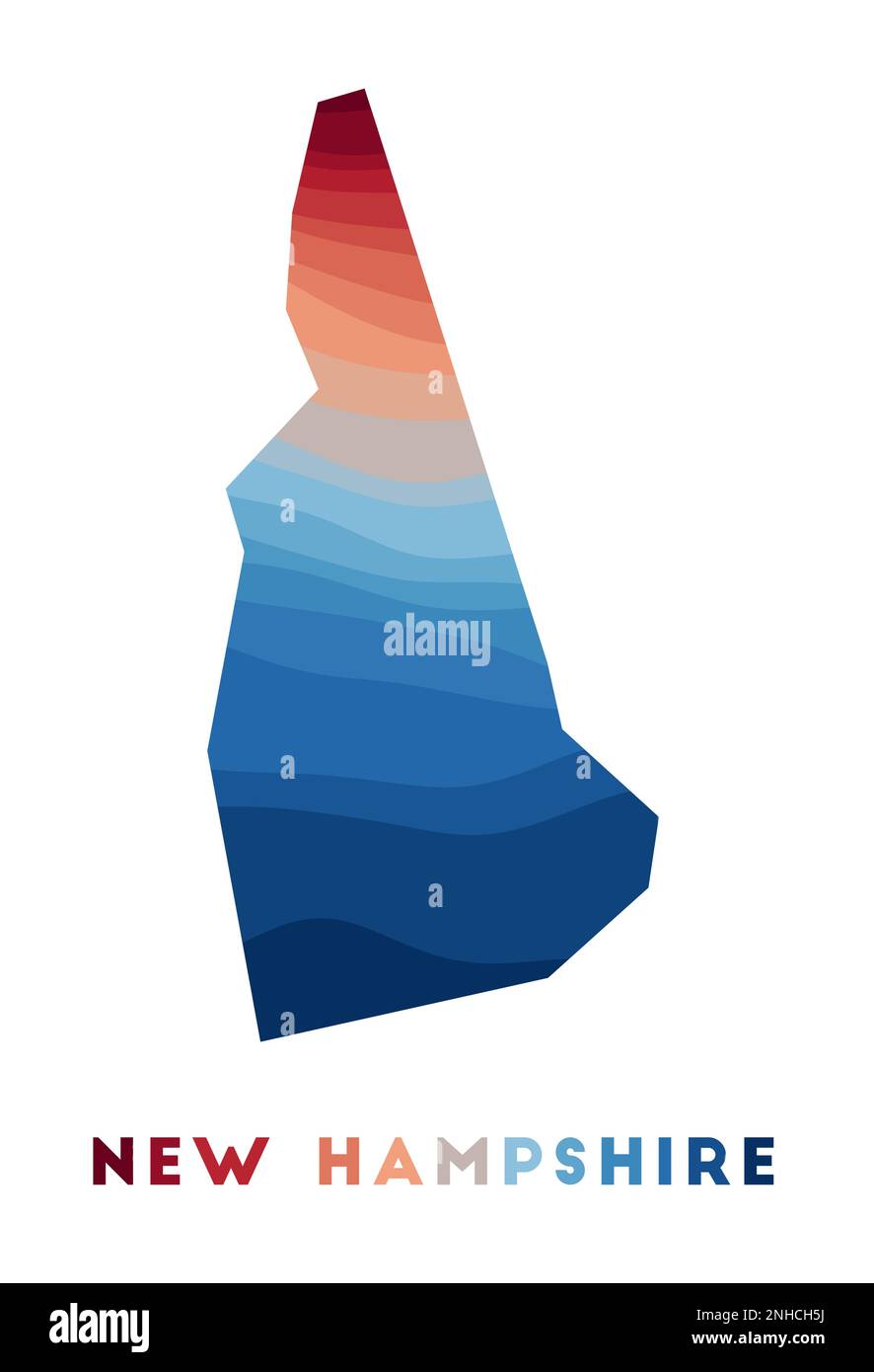 New Hampshire map. Map of the US state with beautiful geometric waves ...