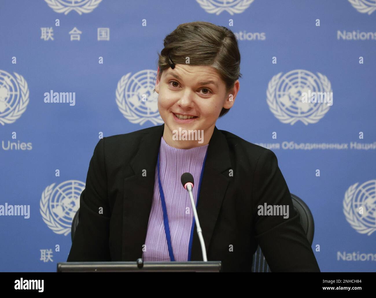New York, United States. 21st Feb, 2023. Laura Meller speaks at a panel ...