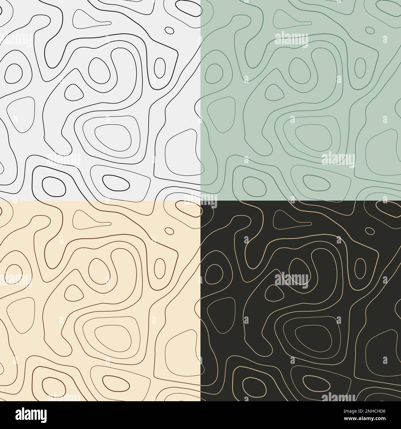 Topography patterns. Seamless elevation map tiles. Astonishing isoline ... Topography patterns. Seamless elevation map tiles. Astonishing isoline ...