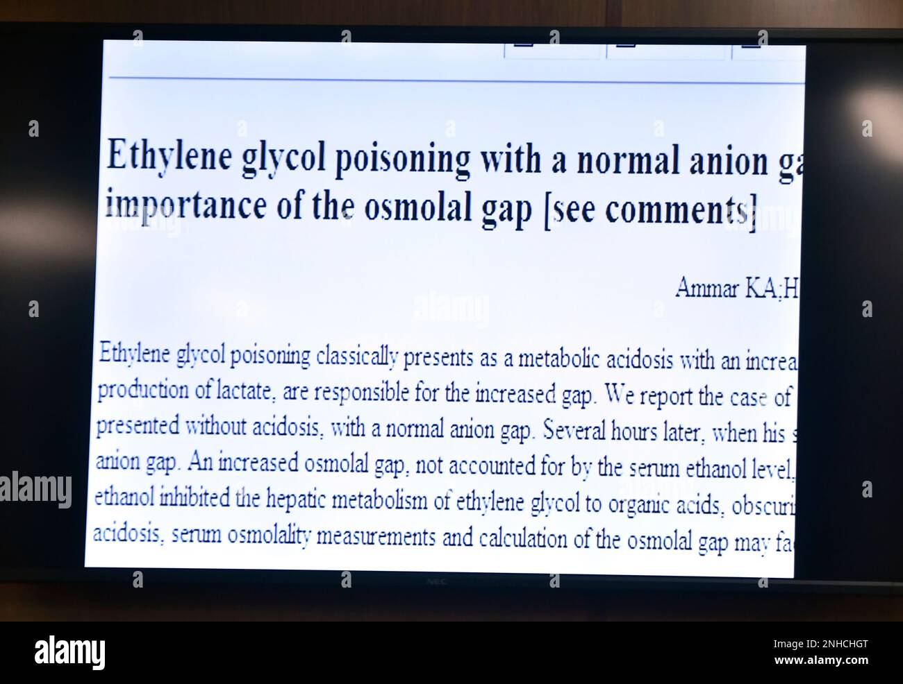 A screenshot of an internet search for ethylene glycol poisoning from ...