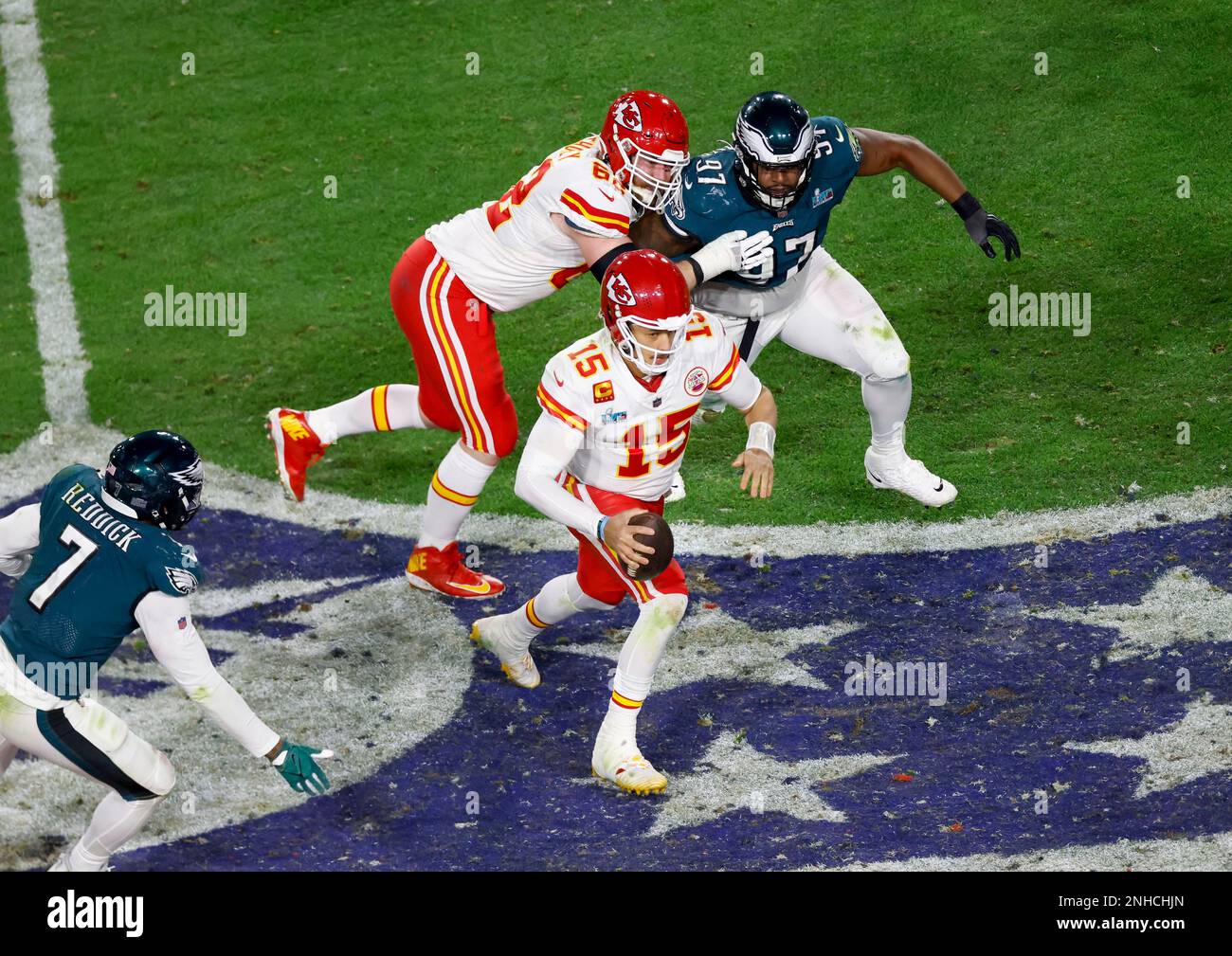Kansas City Chiefs quarterback Patrick Mahomes (15) scrambles with the ...