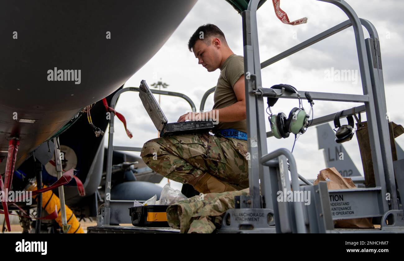U.S. Air Force Senior Airman Caden Soper, 492nd Aircraft Maintenance ...