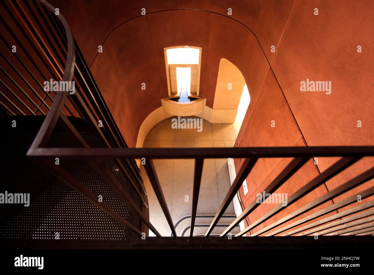 Inside the tower on the corner of the Gunn building, a stairway reaches ...