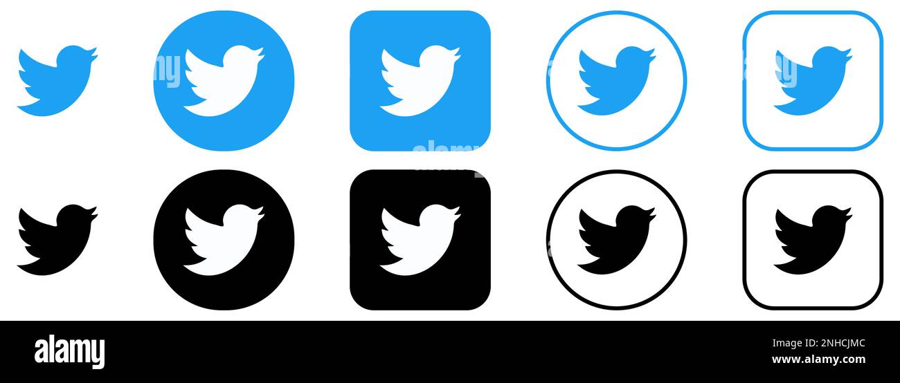 Set Of Twitter Logos Social Network Icons Editorial Vector Stock Vector Image And Art Alamy