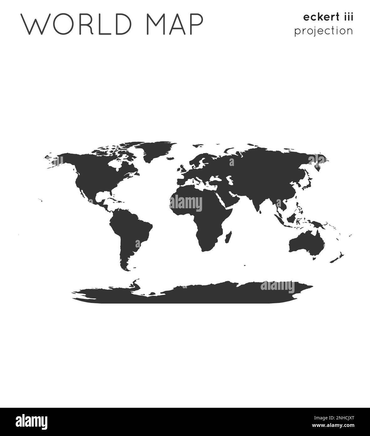 World map. Globe in eckert iii projection, plain style. Modern vector ...