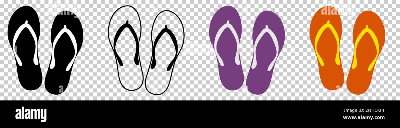 Flip flops icons. Vector illustration isolated on transparent background Stock Vector Image ...