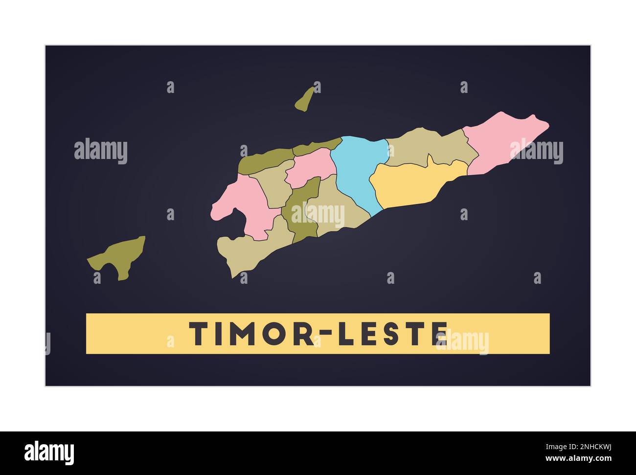Timor Leste Map Country Poster With Regions Shape Of Timor Leste With
