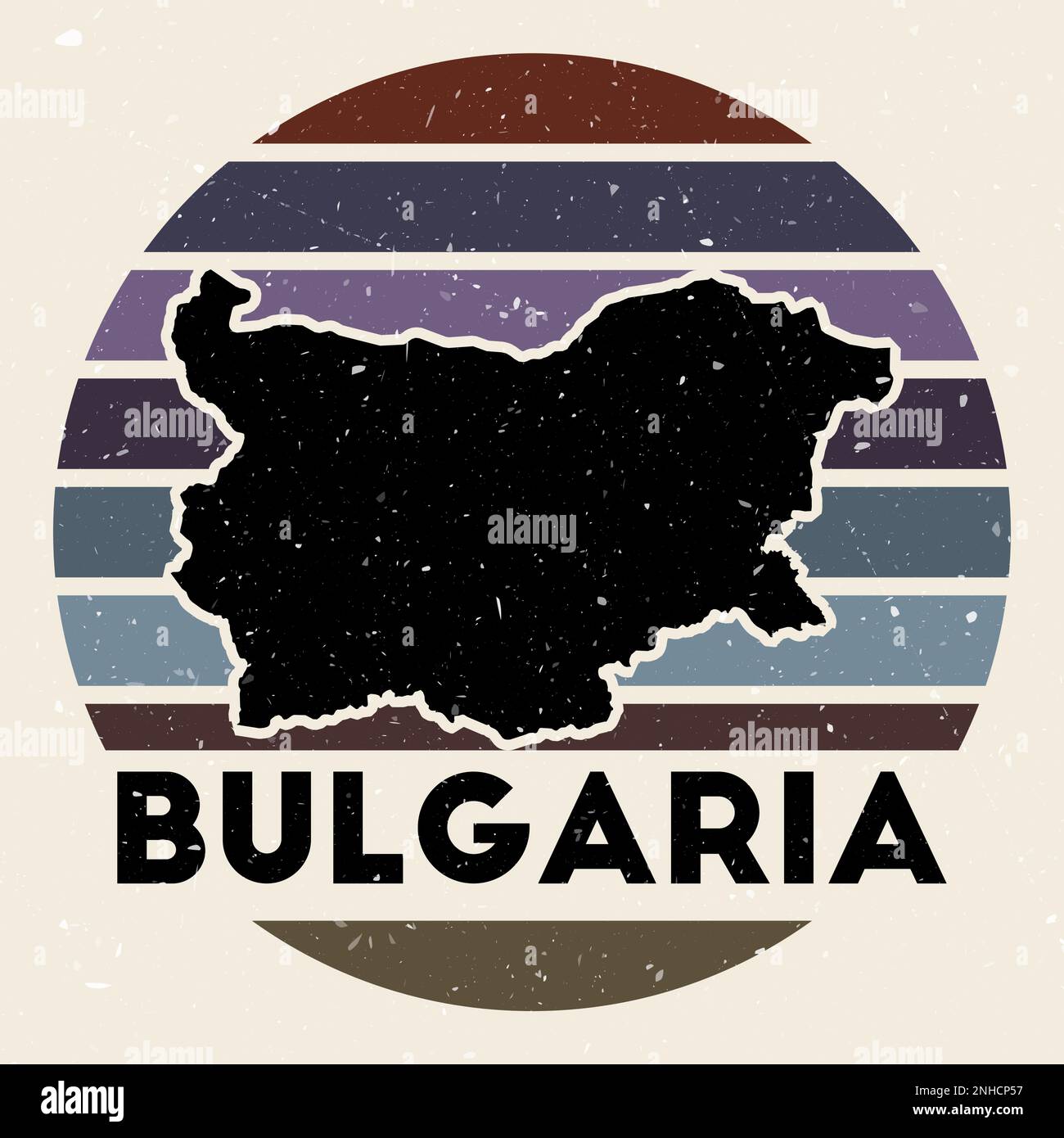 Bulgaria logo. Sign with the map of the country and colored stripes ...