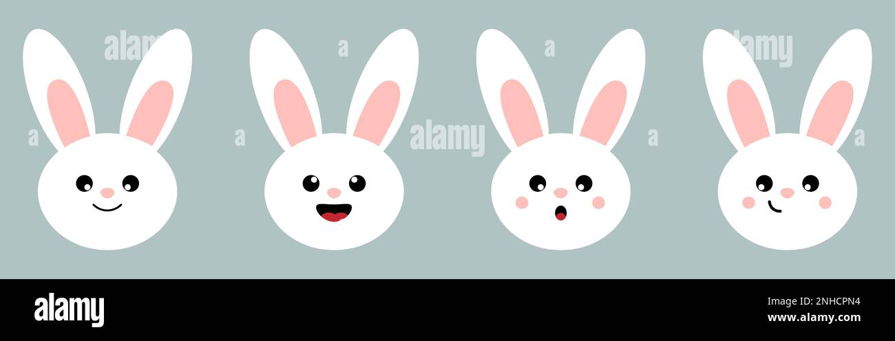 Set of cartoon easter rabbits. Vector illustration Stock Vector Image ...