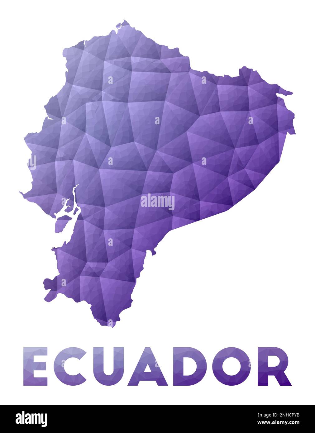 Map of Ecuador. Low poly illustration of the country. Purple geometric ...