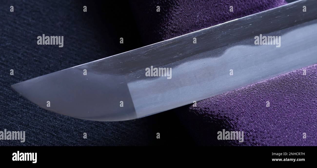 A Japanese sword is pictured at Hirata Sword Smith in Ome City, Tokyo ...