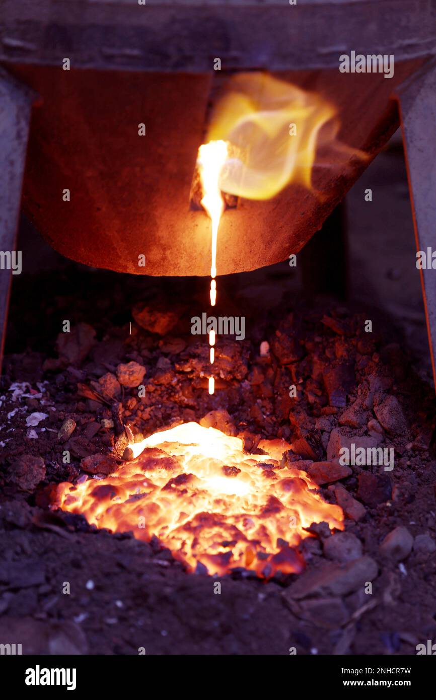 Steel made by the Tatara iron manufacturing method is pictured at ...