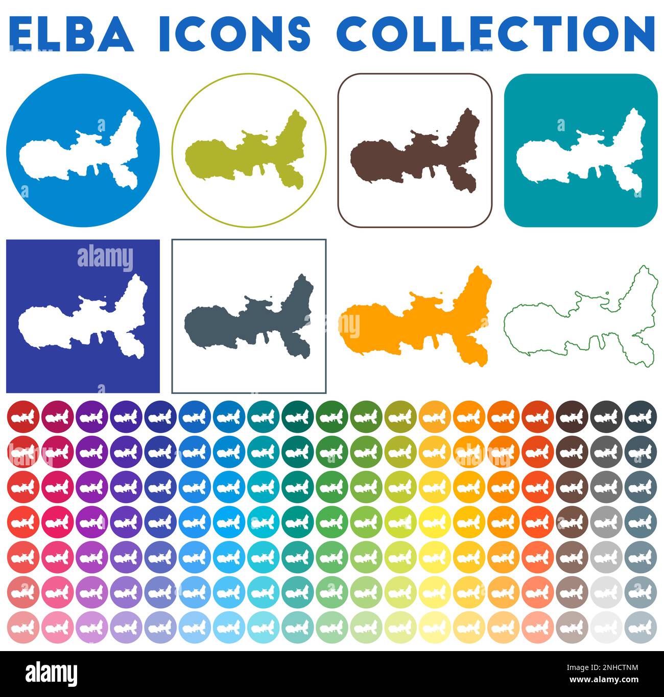 Elba Icons Collection Bright Colourful Trendy Map Icons Modern Elba