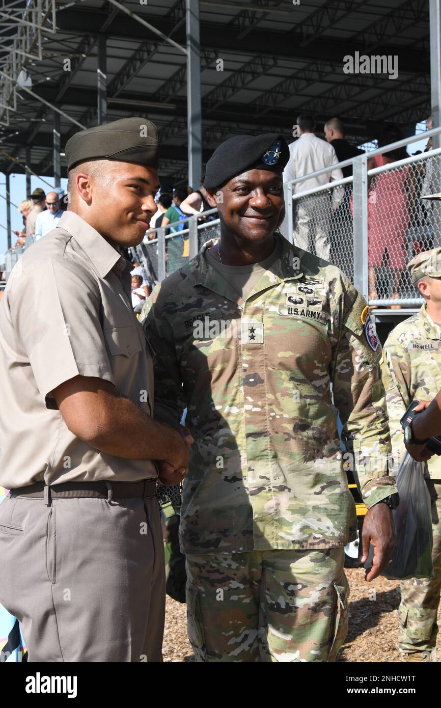 Pvt. Tyrice Melvin, who graduated Basic Combat Training, speaks with ...