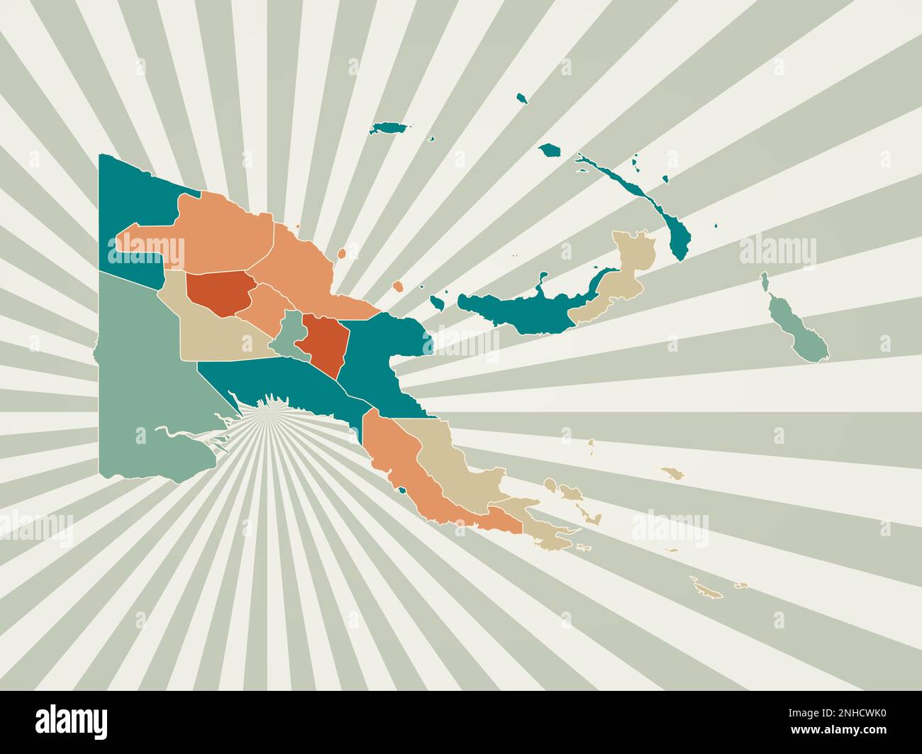 Papua New Guinea Map Poster With Map Of The Country In Retro Color