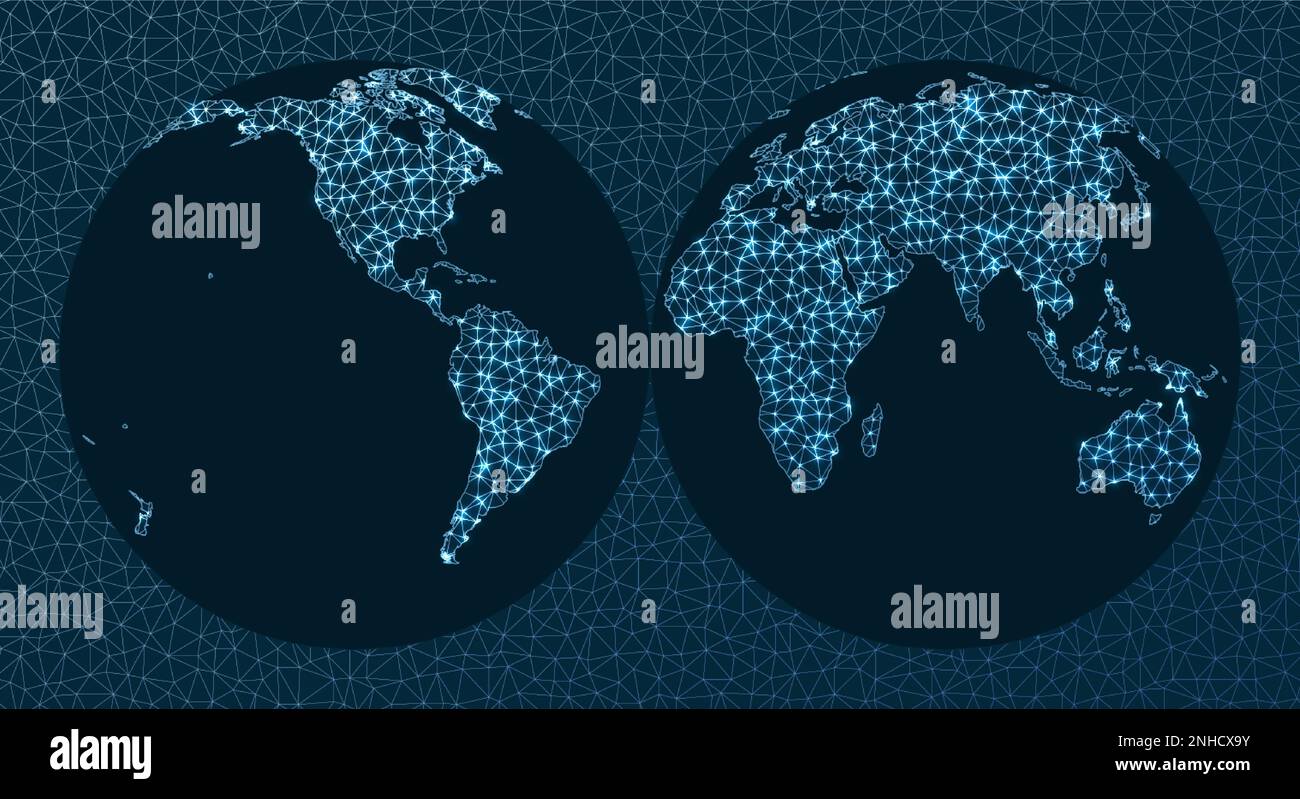 World Map Connection Interrupted Mollweide Hemispheres Projection