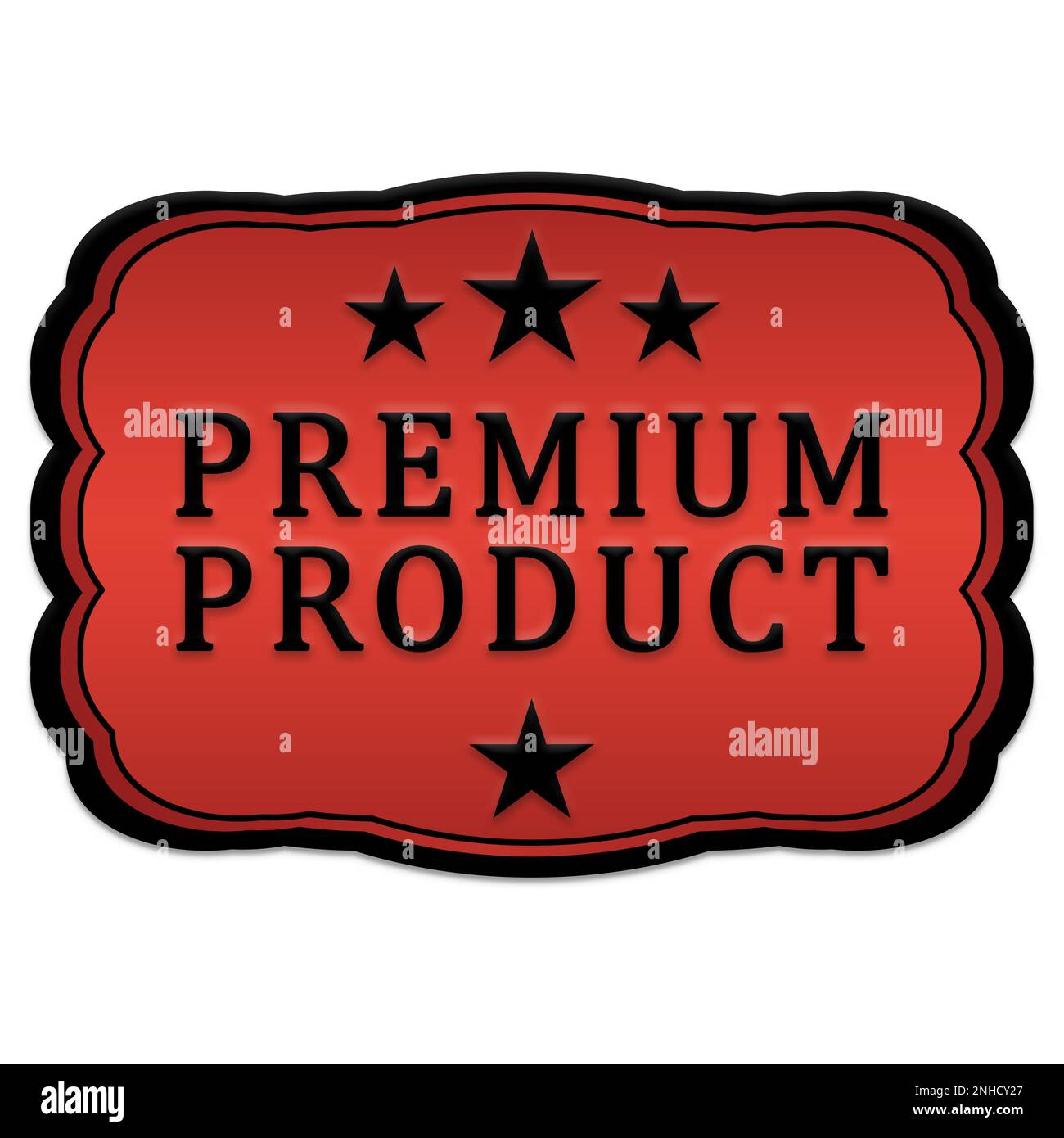 Premium product red badge on a white background with stars Stock Photo ...