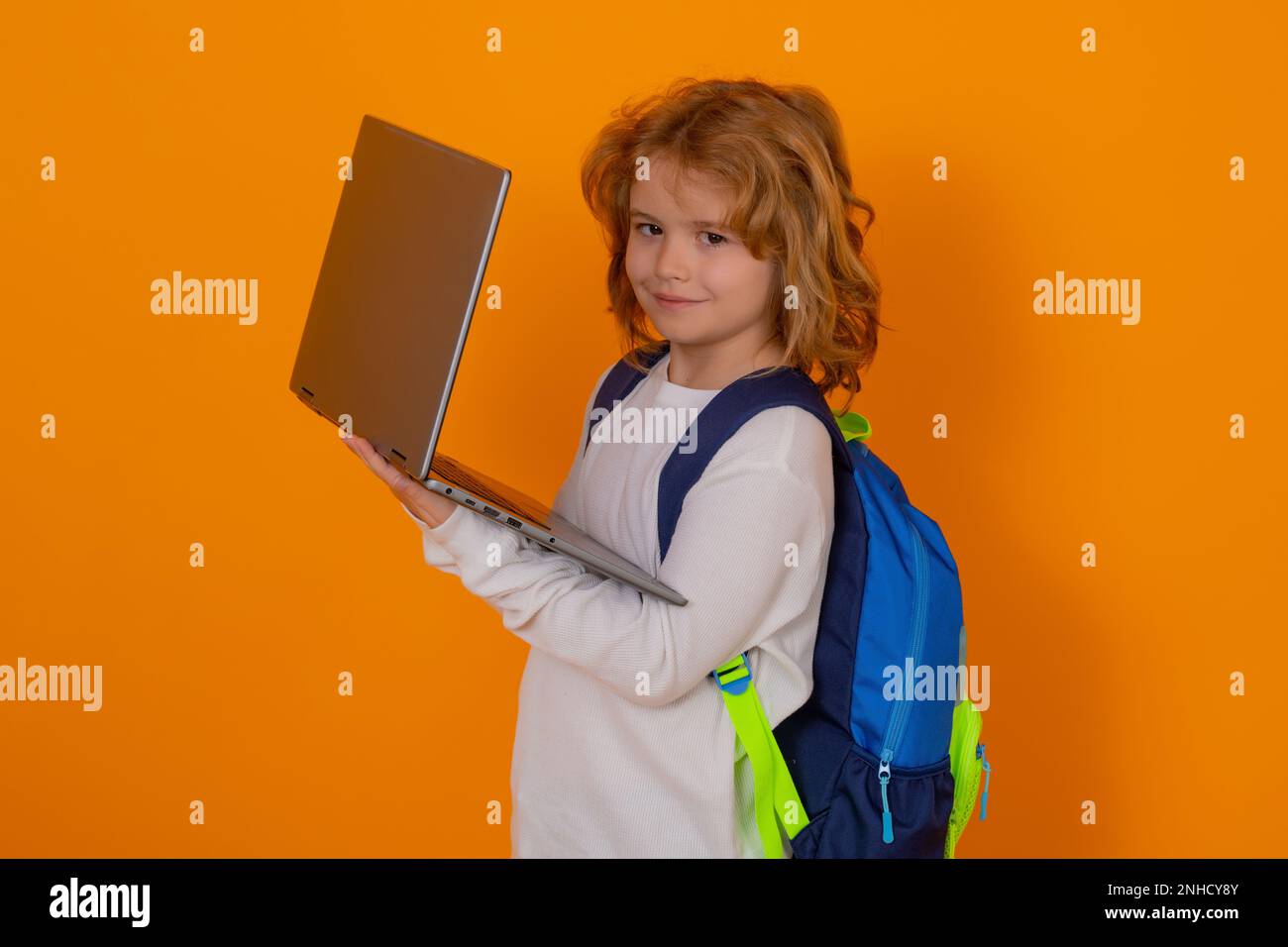 Pupil, nerd schoolboy. School boy with laptop. School kid student ...