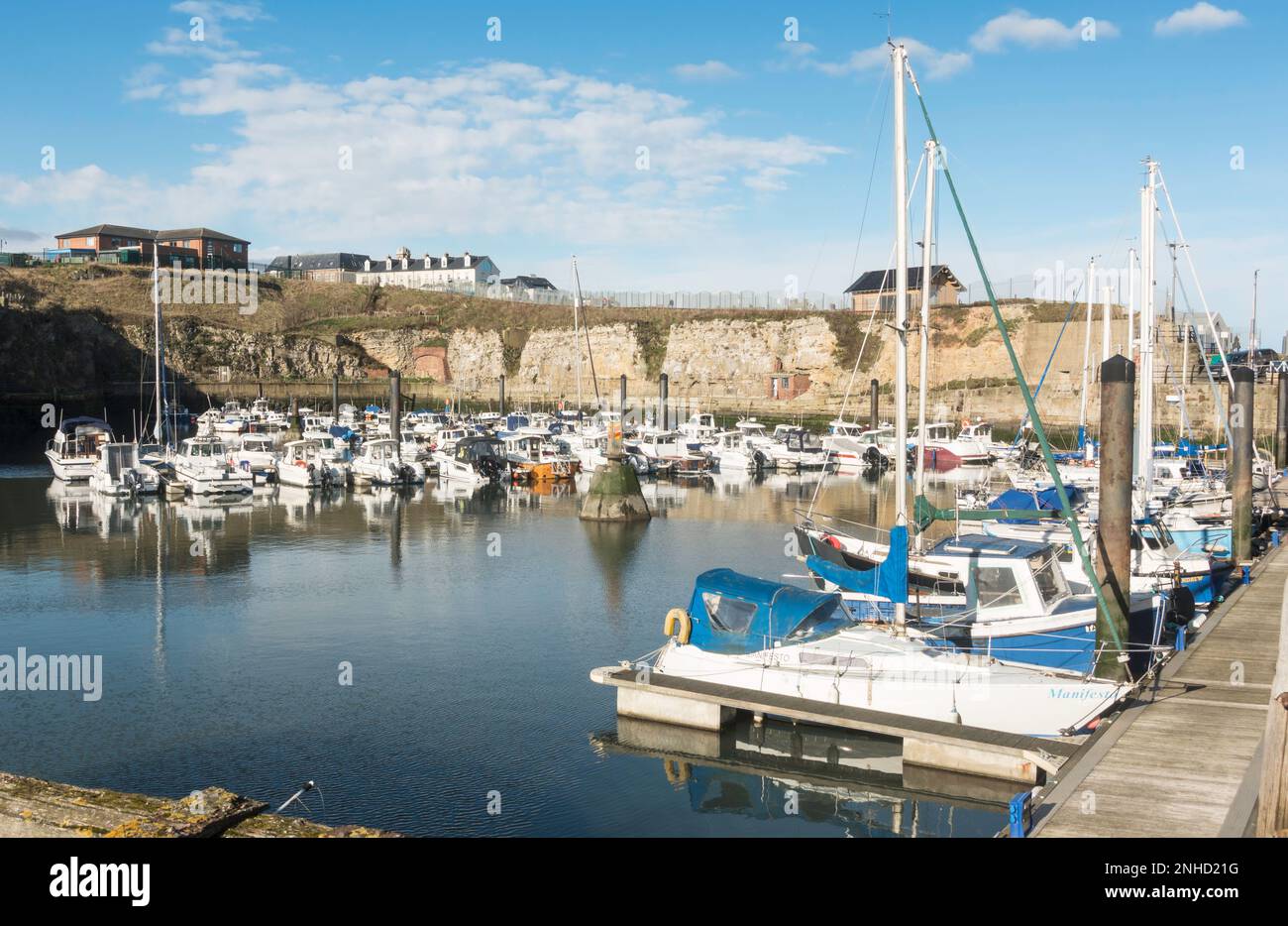 Boats moored in Seaham Harbour marina, Co. Durham, England, UK Stock ...
