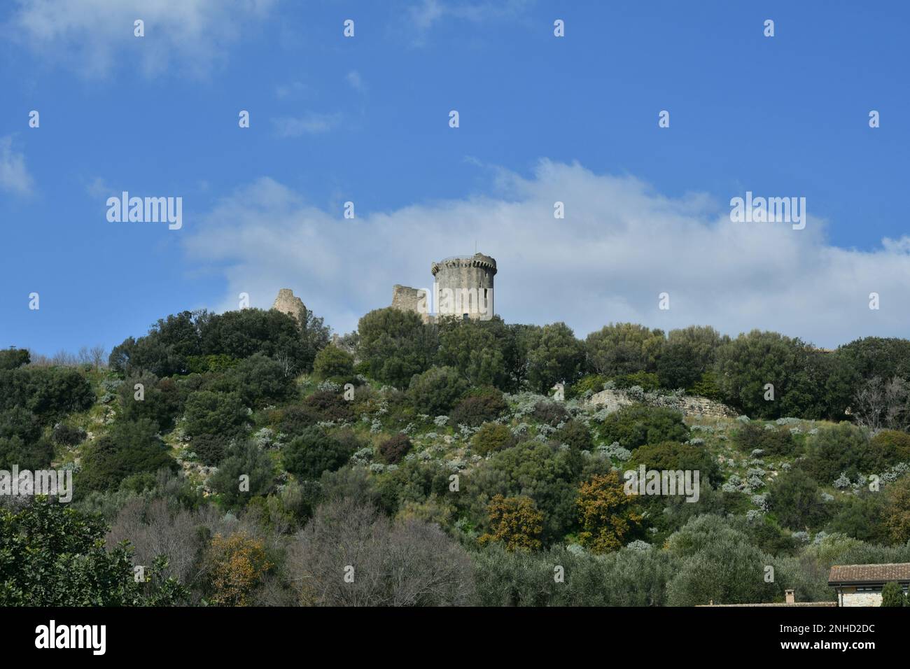 An ancient tower in the archaeological park of Velia, a Greek-Roman ...