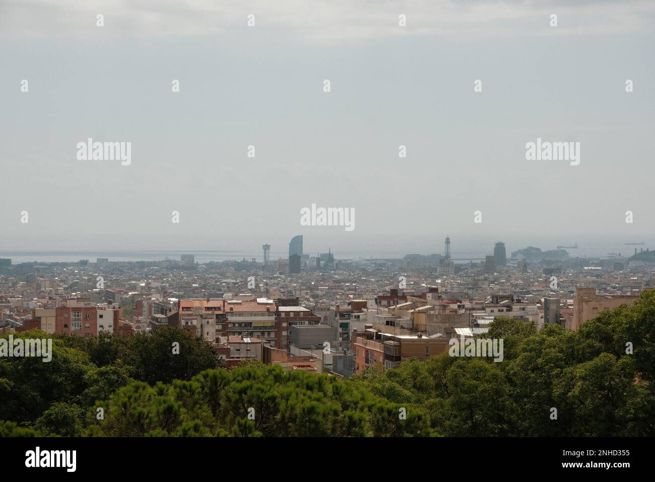 view over Barcelona from Park Gell Stock Photo - Alamy