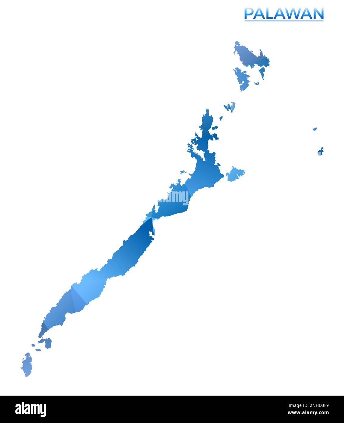 Vector polygonal Palawan map. Vibrant geometric island in low poly ...