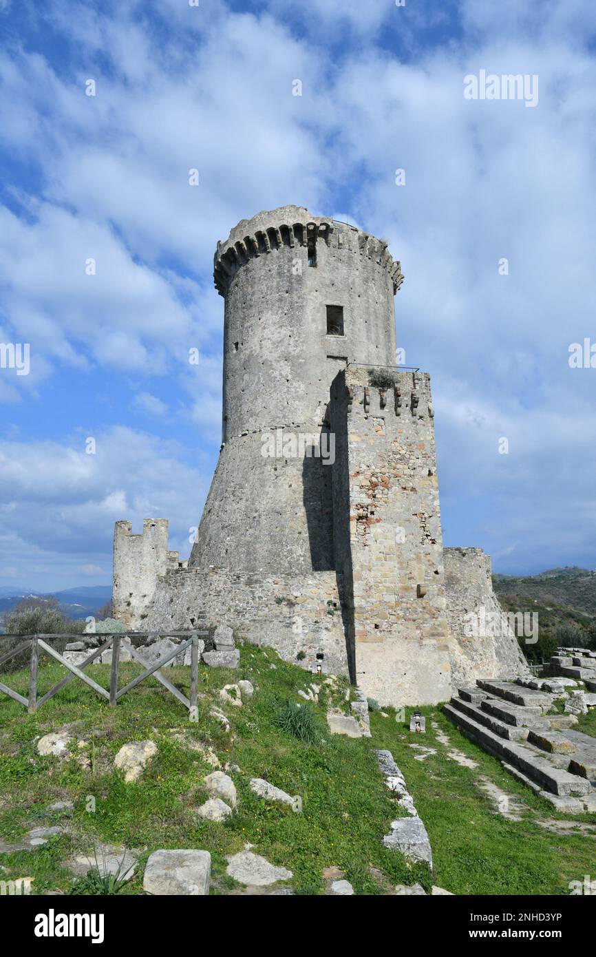An ancient tower in the archaeological park of Velia, a Greek-Roman ...