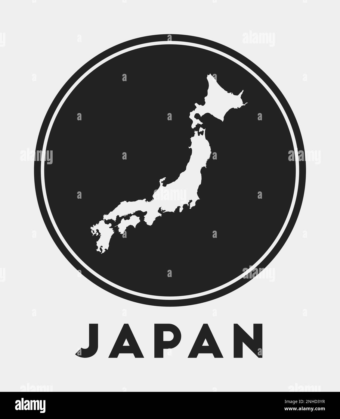Japan icon. Round logo with country map and title. Stylish Japan badge ...