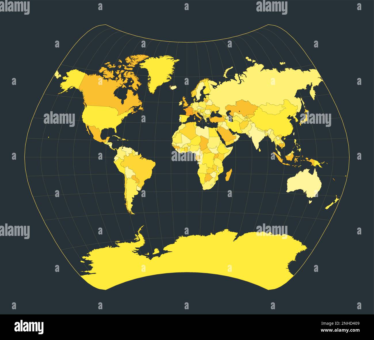 World Map. Larrivee projection. Futuristic world illustration for your ...