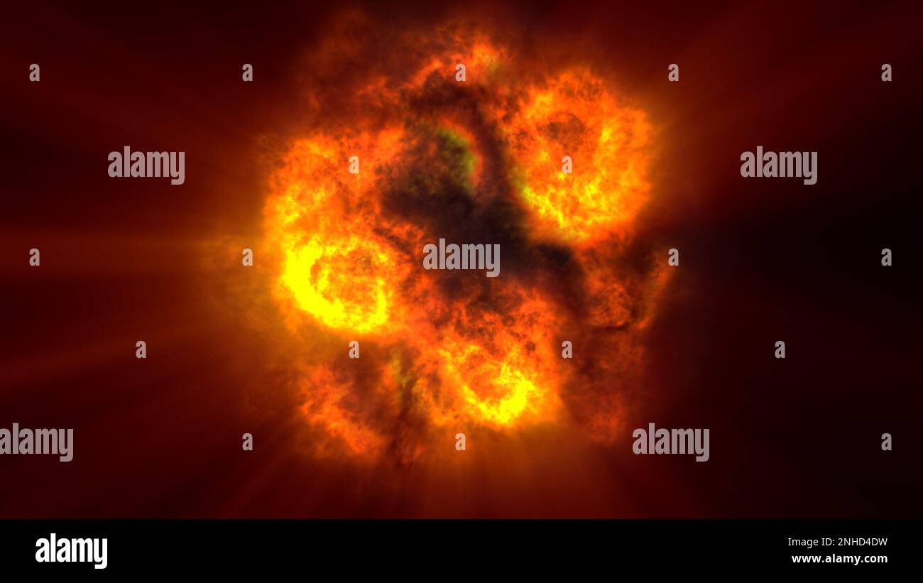 fire flame ball explosion in space, abstract illustration Stock Photo ...