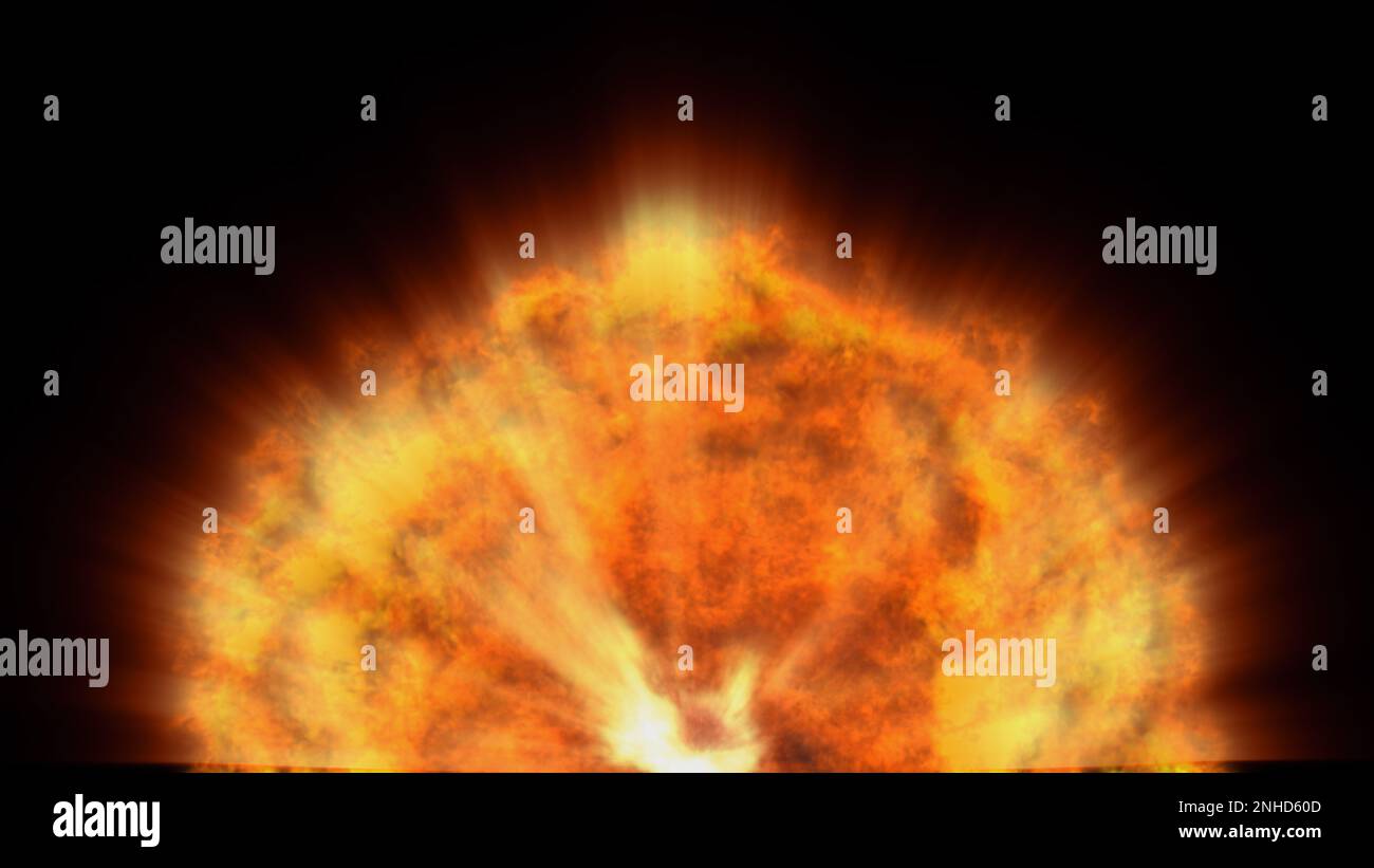 fire flame ball explosion in space, abstract illustration Stock Photo ...