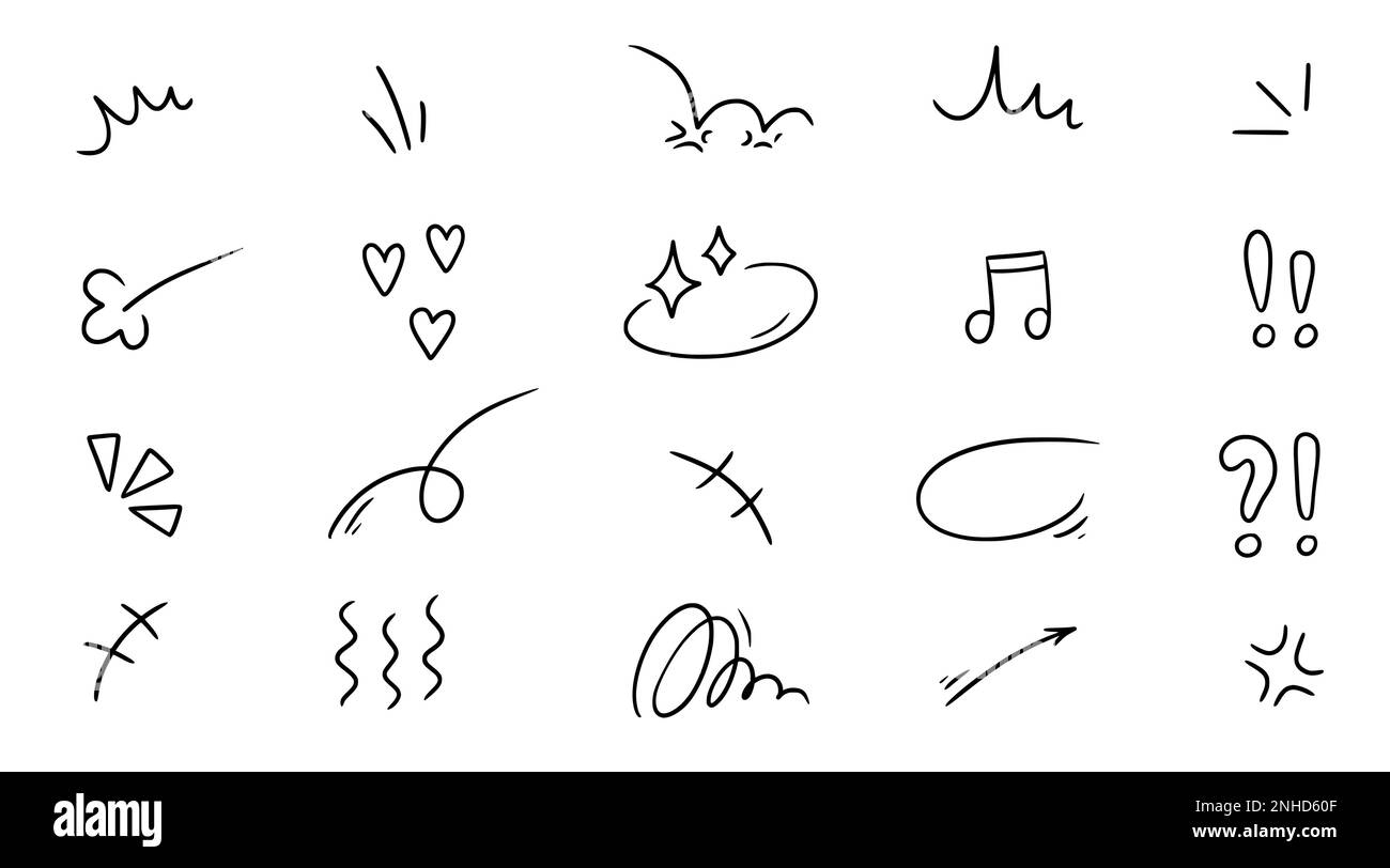 Line movement element, emotion effect decoration icon. Hand drawn ...